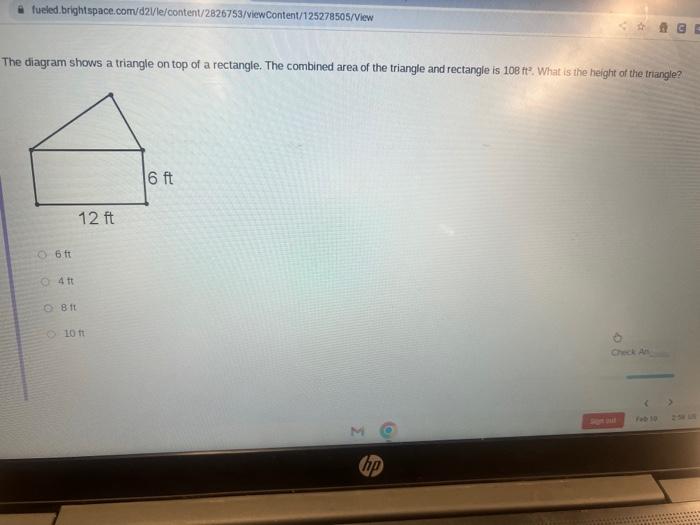 Solved The diagram shows a triangle on top of a rectangle. | Chegg.com