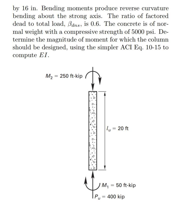 Example 6.6 Slenderness Effects for a Column Without | Chegg.com
