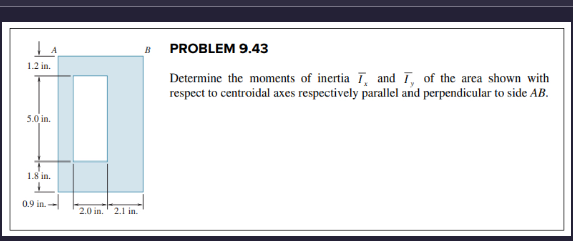 Solved PROBLEM 9.43Determine the moments of inertia | Chegg.com