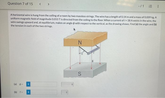 Solved A horizontal wire is hung from the ceiling of a room | Chegg.com