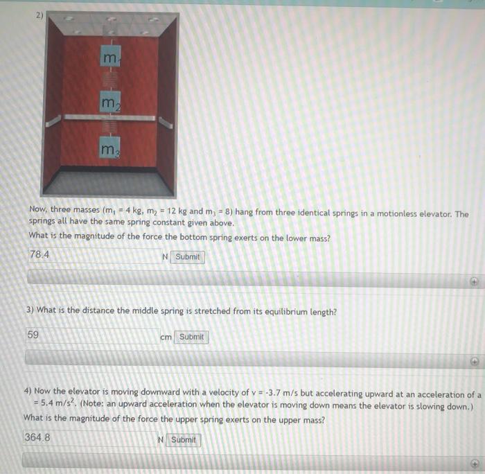Solved Hanging Masses 2 7 8 m A single mass (m, = 4 kg) | Chegg.com