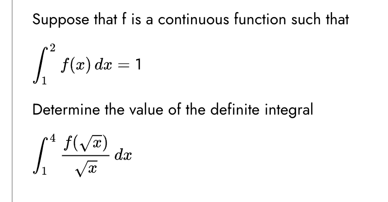 Solved Suppose that f ﻿is a continuous function such | Chegg.com