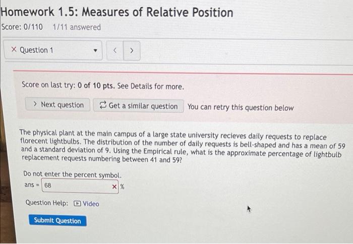 Solved Homework 1.5: Measures of Relative Position Score: | Chegg.com