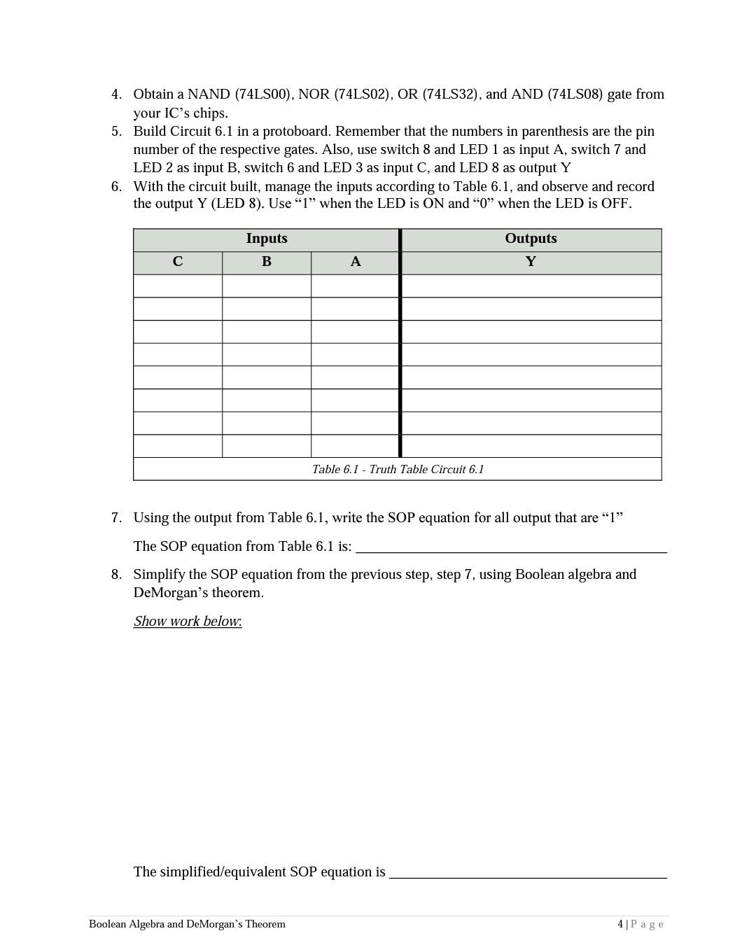 Solved Lab Experiment Simplification of Logic Circuit Using | Chegg.com