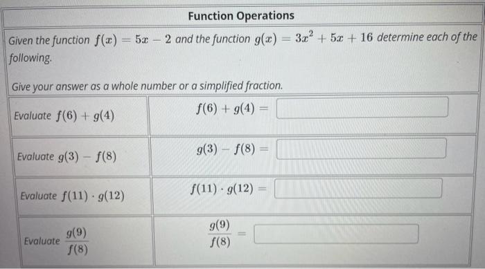 Solved Function Operations Given the function f(x)=5x−2 and | Chegg.com