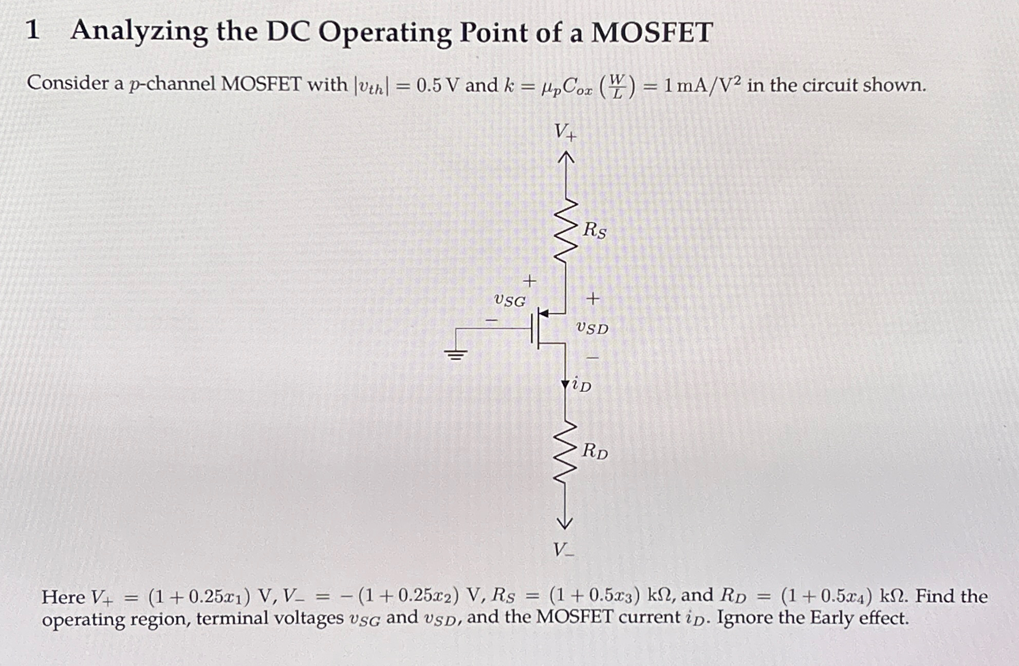 Solved 1 ﻿Analyzing the DC Operating Point of a | Chegg.com