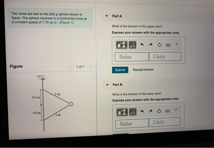 Solved Part A Two wires are tied to the 200 g sphere shown | Chegg.com