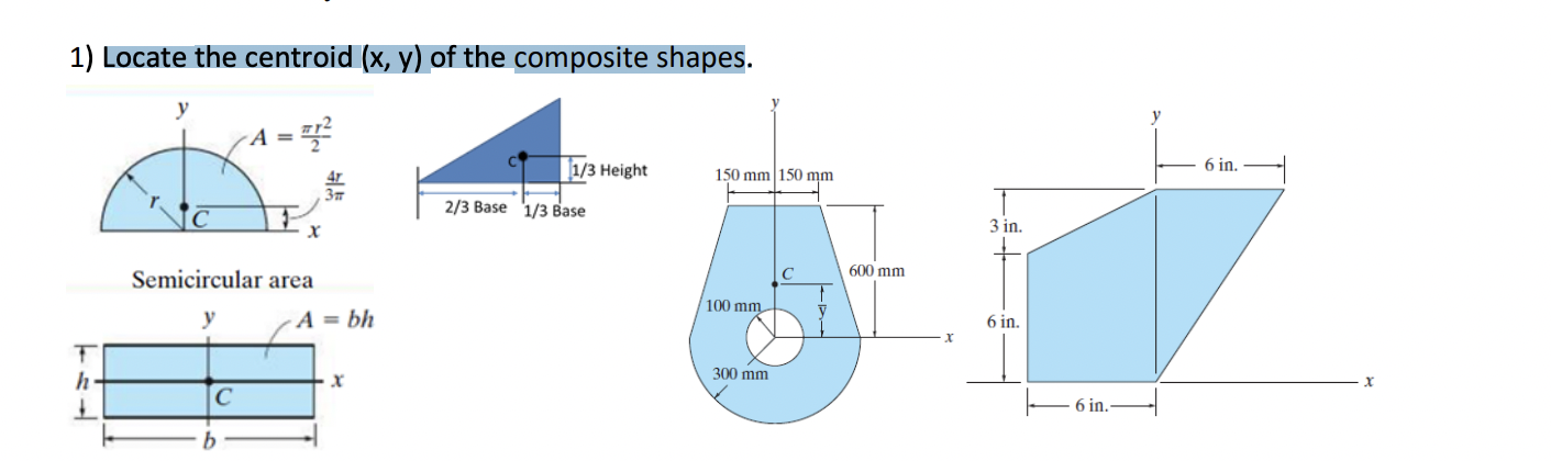 Solved Locate the centroid (x, ﻿y) ﻿of the composite shapes. | Chegg.com