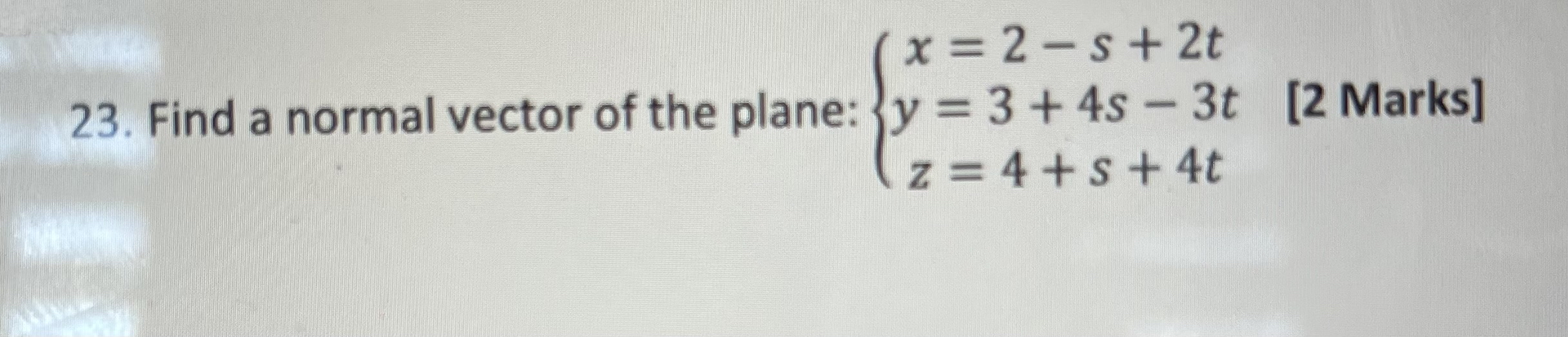 Solved Find a normal vector of the plane: | Chegg.com