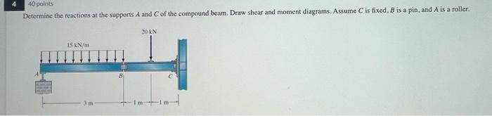 Solved Determine the reactions at the supports A and C of | Chegg.com
