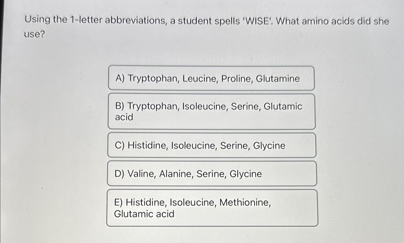 Solved Using the 1-letter abbreviations, a student spells | Chegg.com