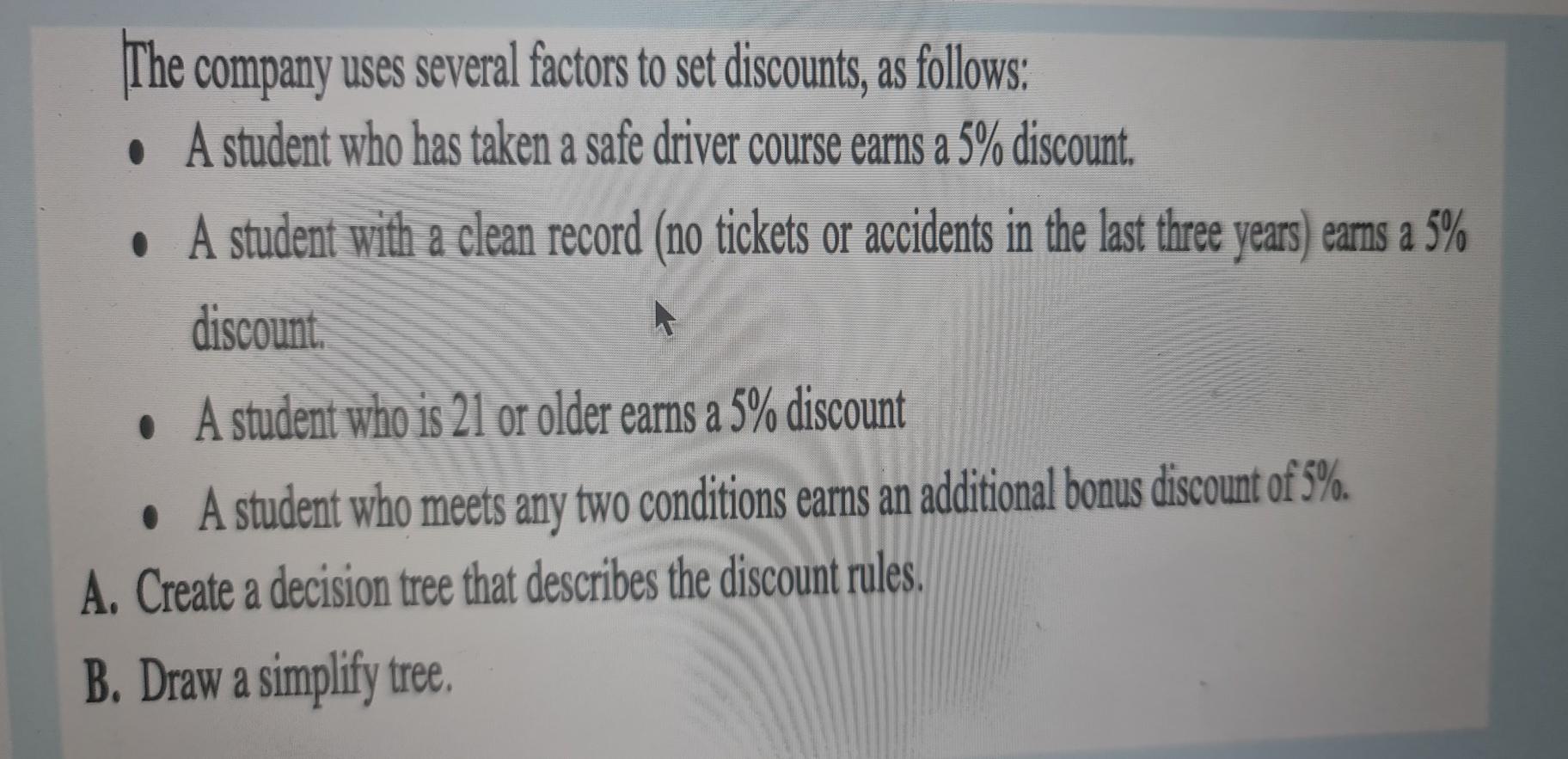 Solved The company uses several factors to set discounts, as | Chegg.com
