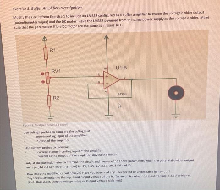 Exercise 3: Buffer Amplifier Investigation Modify the | Chegg.com