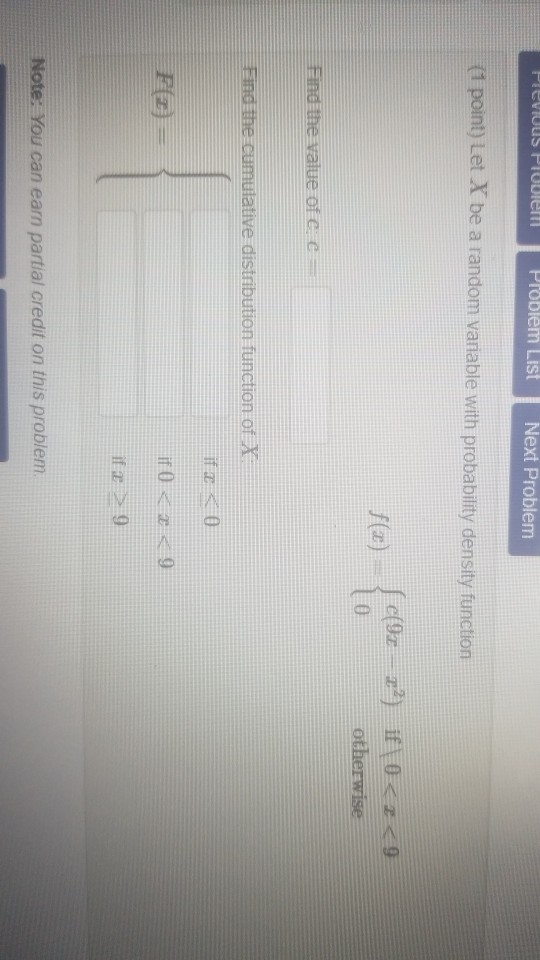 Solved Previous Probler Problem List Next Problem 1 point) | Chegg.com