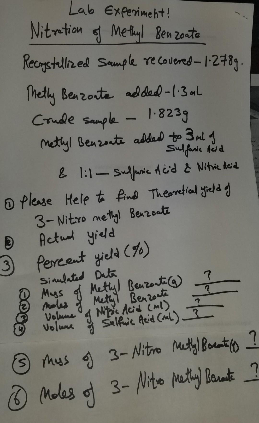 Solved Lab Experiment! Nitration of Methyl Benzoate | Chegg.com