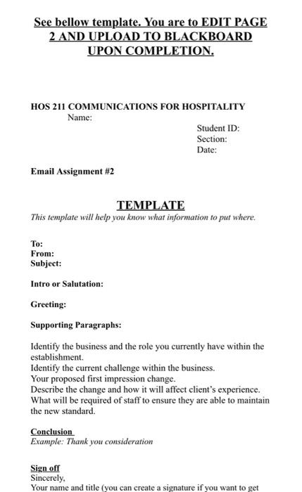 See bellow template. You are to EDIT PAGE 2 AND | Chegg.com