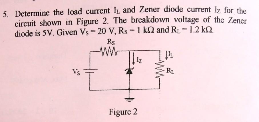 5. Determine the load current IL and Zener diode | Chegg.com