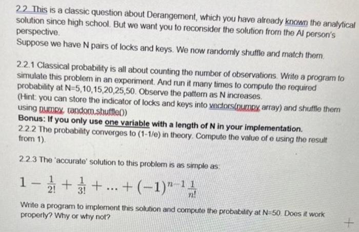 Solved 22. This is a classic question about Derangement, | Chegg.com