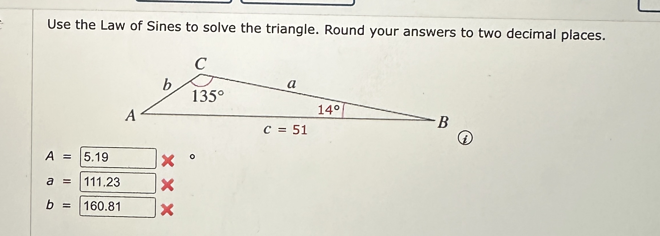 Solved Use the Law of Sines to solve the triangle. Round | Chegg.com