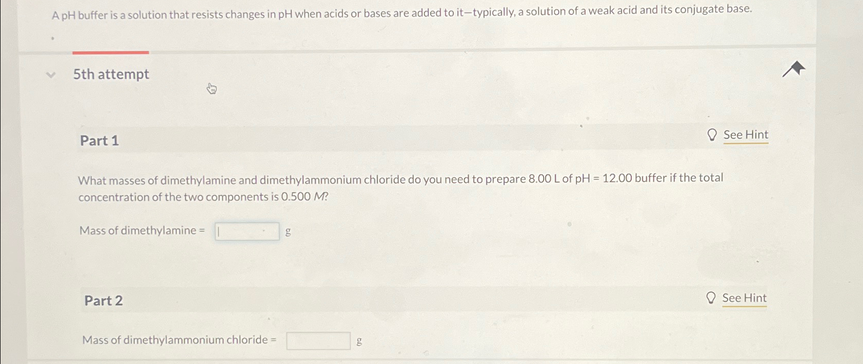 Solved A pH buffer is a solution that resists changes in pH | Chegg.com