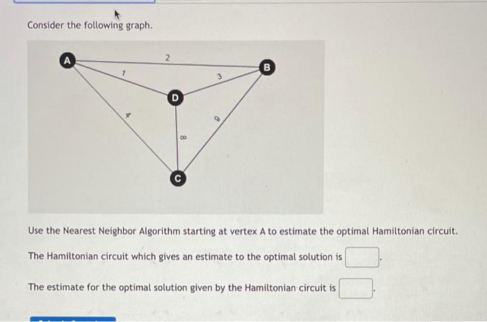 Solved Consider the following graph. 2 B 3 D Use the Nearest | Chegg.com
