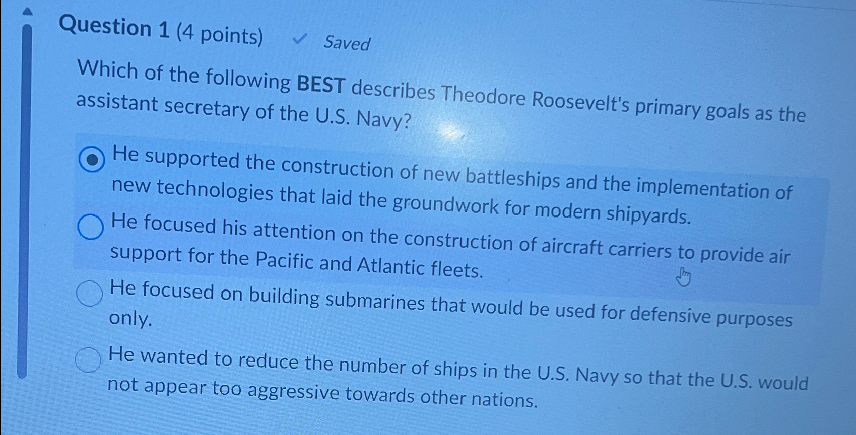 Solved Question 1 (4 ﻿points) ﻿SavedWhich of the following | Chegg.com