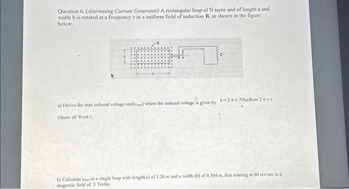 Solved Question 6. (Alternating Current Generator) A | Chegg.com