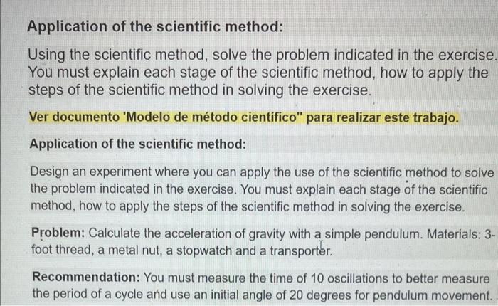 Solved Application of the scientific method: Using the | Chegg.com