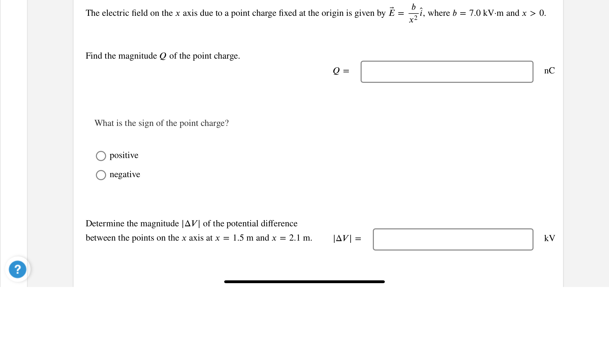 The electric field on the x axis due to a point | Chegg.com