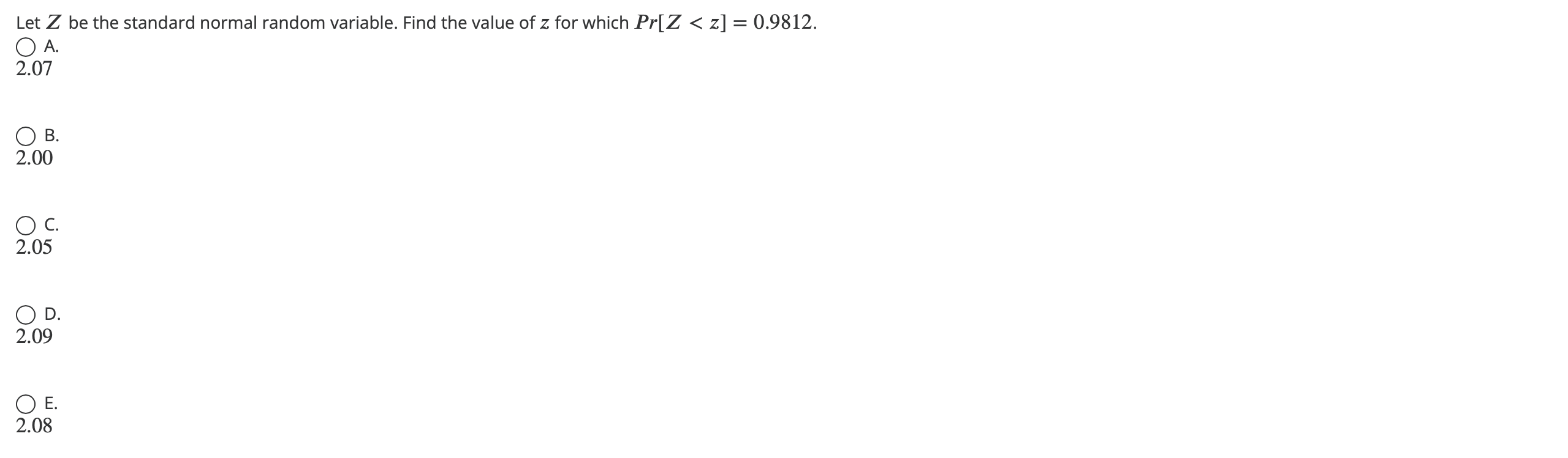Solved Let Z be The Standard Normal Random Variable Find