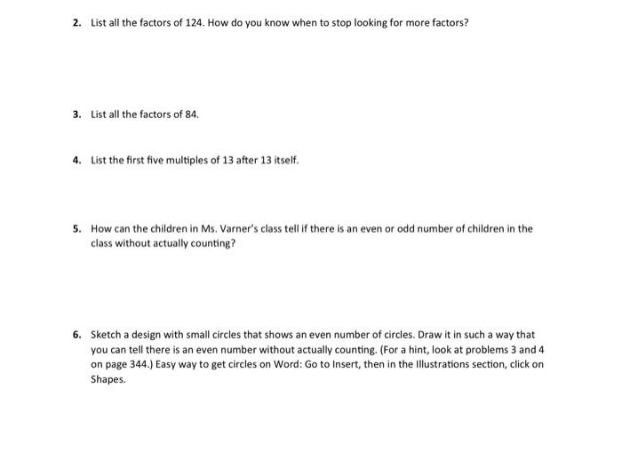 Solved 2. List all the factors of 124. How do you know when | Chegg.com