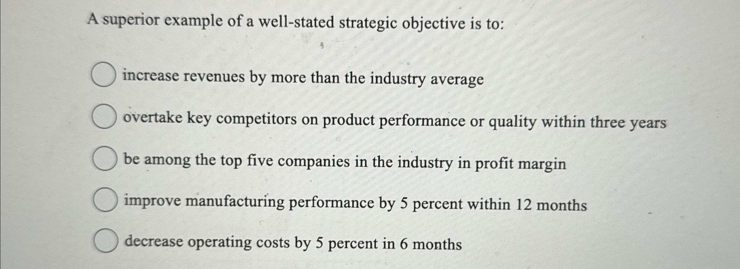 Solved A superior example of a well-stated strategic | Chegg.com