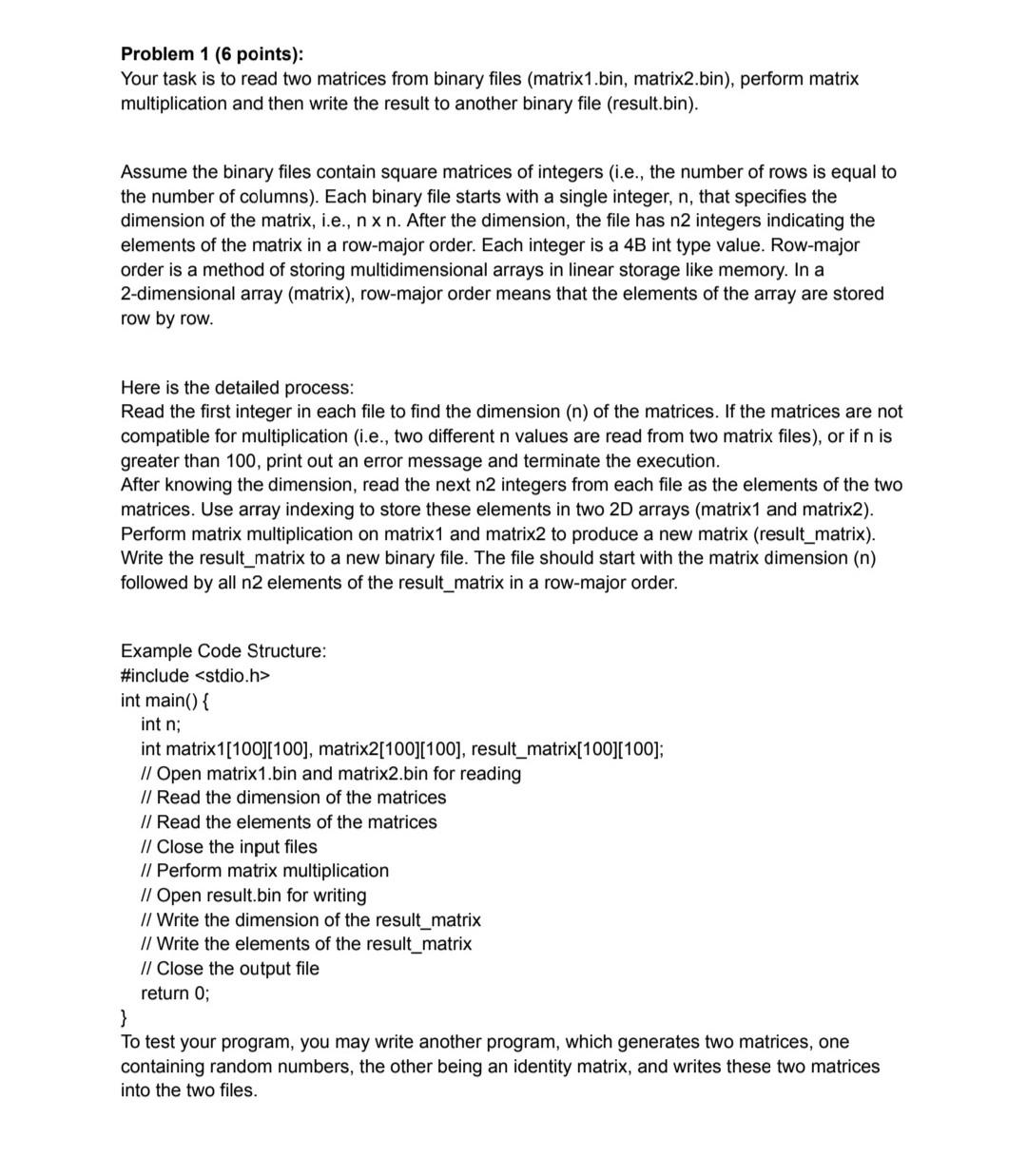 Solved Problem 1 (6 points): Your task is to read two | Chegg.com