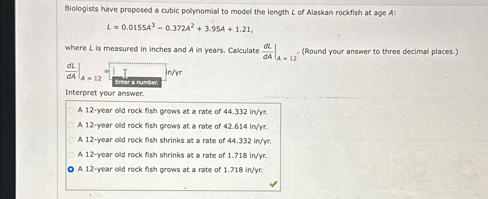 Solved Biologists have proposed a cubic polynomial to model | Chegg.com