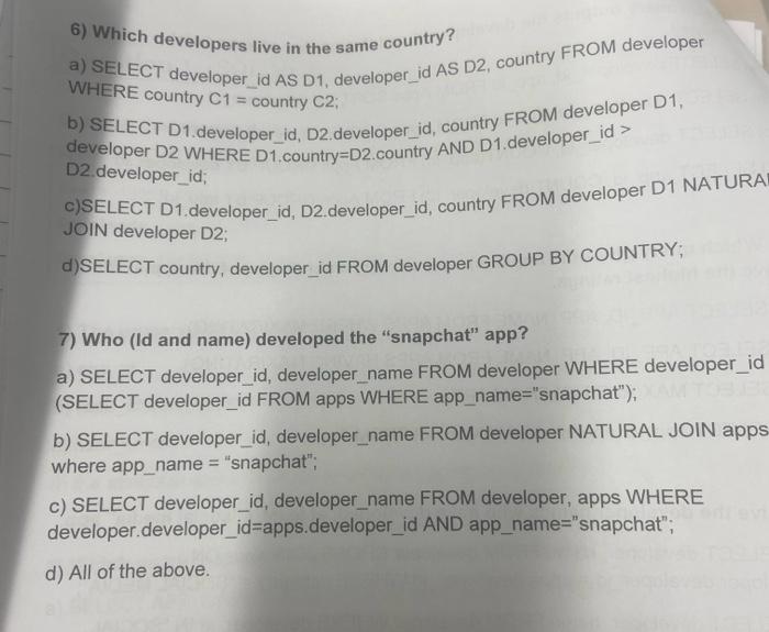 Solved Consider The Following Database Apps App 2d