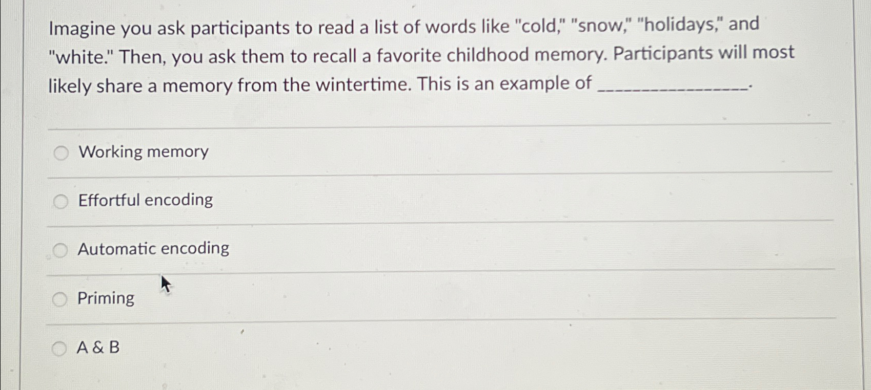 Solved Imagine you ask participants to read a list of words | Chegg.com