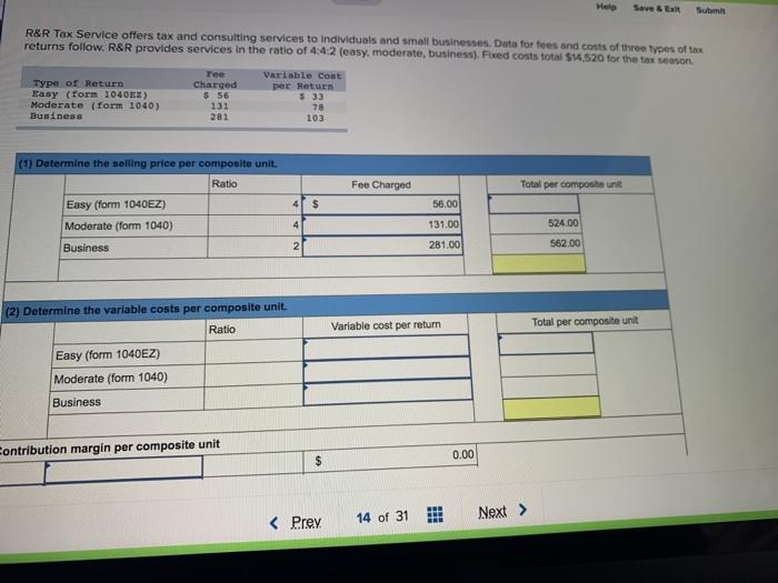Solved Help Save Sum R&R Tax Service offers tax and | Chegg.com