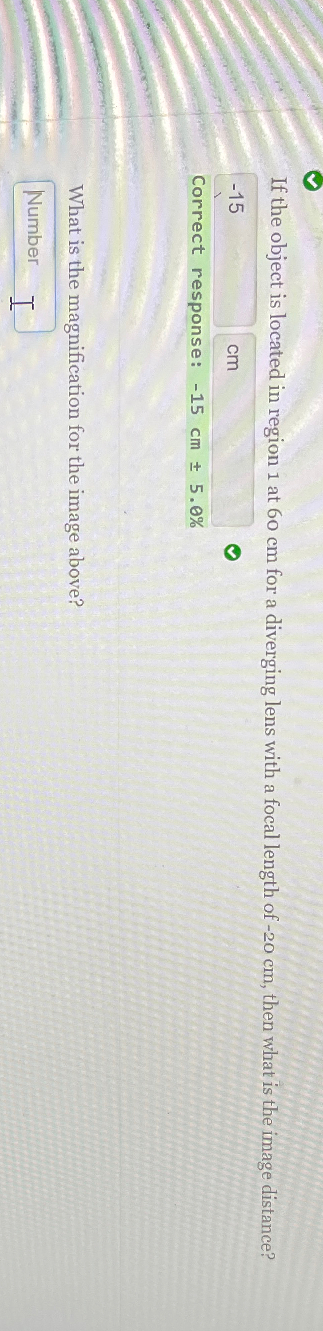 Solved If the object is located in region 1 ﻿at 60cm ﻿for a | Chegg.com