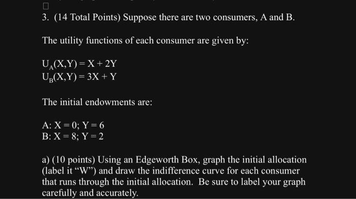 Solved 3. (14 Total Points) Suppose there are two consumers, | Chegg.com