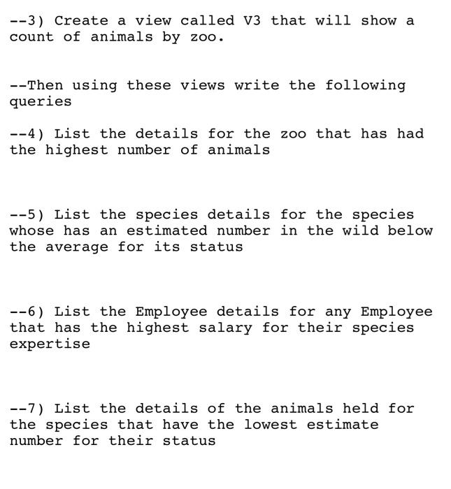 Solved --Using the Animal2 DB undertake the following −−1) | Chegg.com