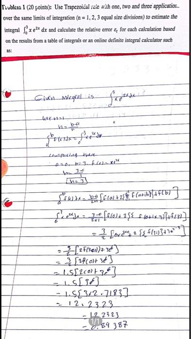 Solved Problem 2 (20 points): Use Simpson's 1/3rd rule with | Chegg.com