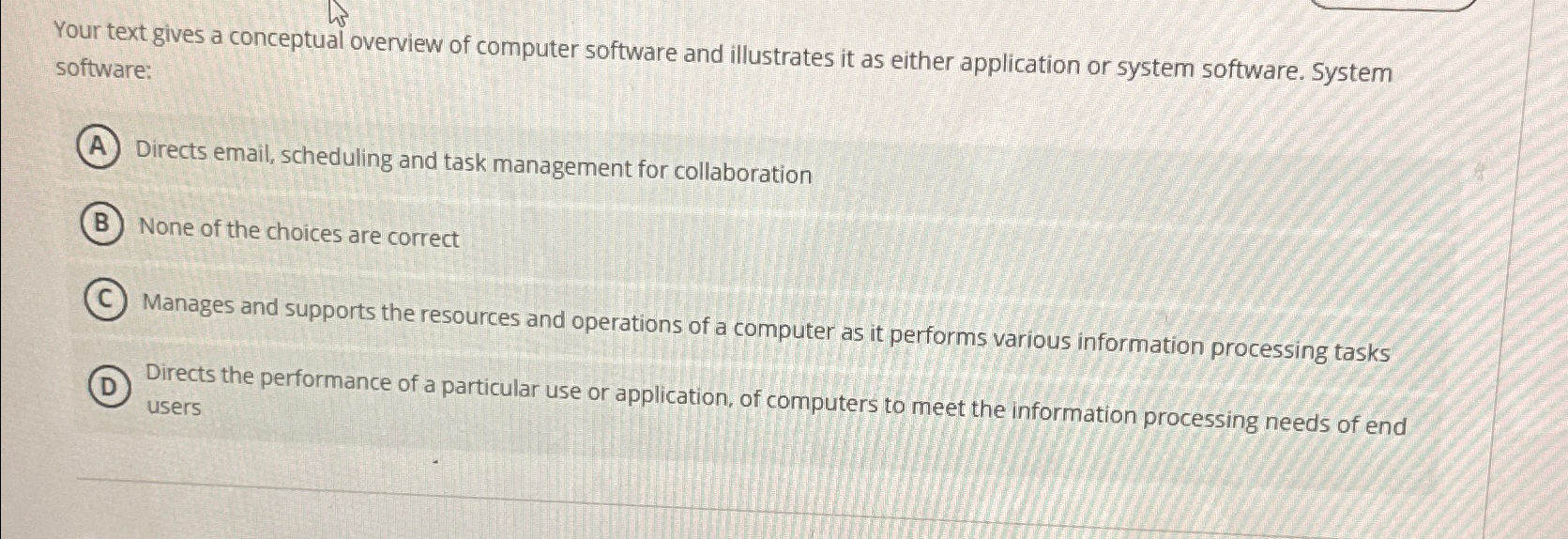 Solved Your text gives a conceptual overview of computer | Chegg.com
