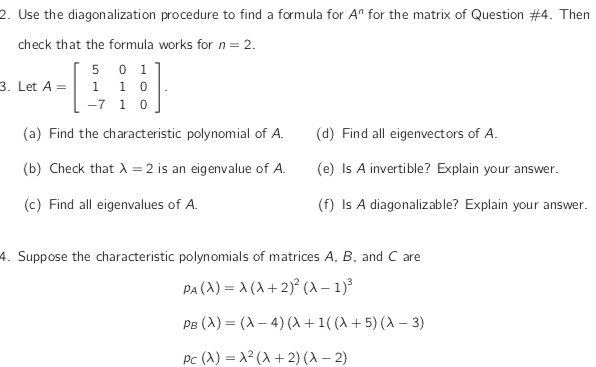 Solved 2. Use the diagonalization procedure to find a | Chegg.com