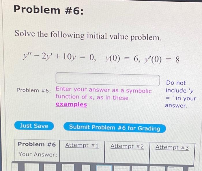 Solved Solve the following initial value problem. | Chegg.com