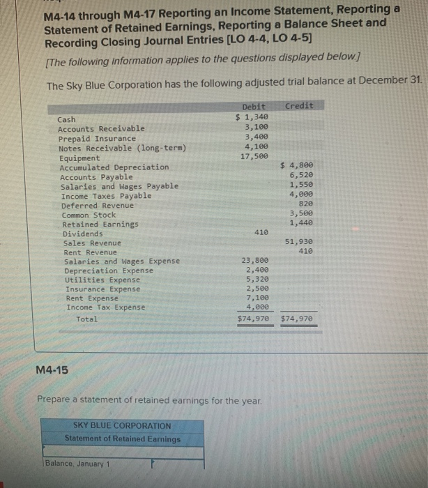 Solved M4-14 through M4-17 Reporting an Income Statement, | Chegg.com
