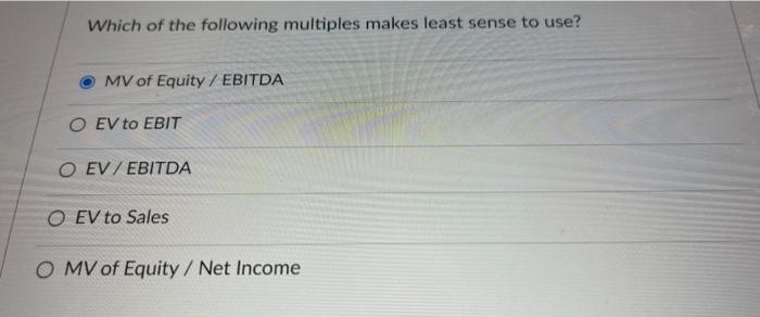 Solved Which of the following multiples makes least sense to | Chegg.com