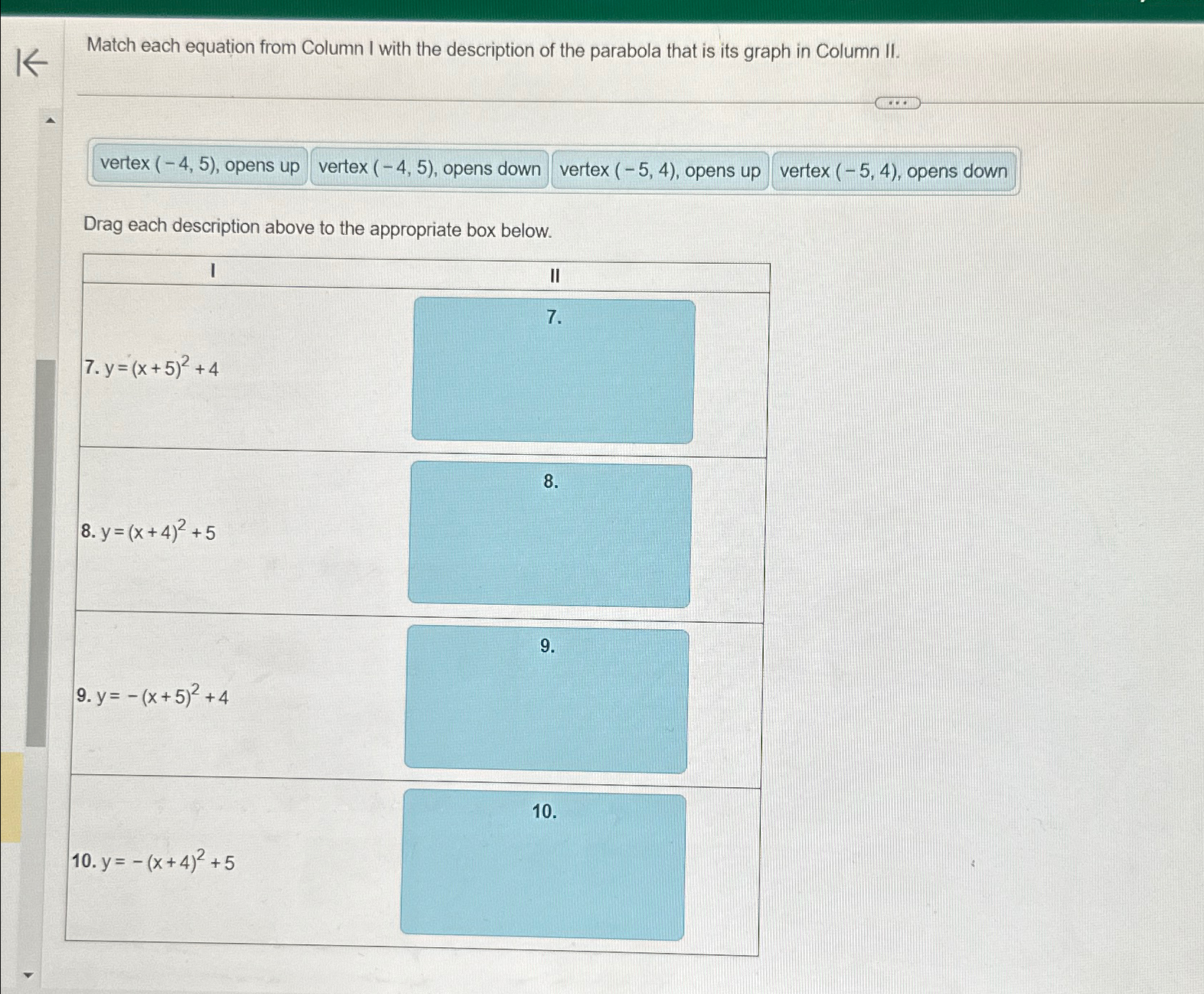 Solved Match each equation from Column I with the | Chegg.com