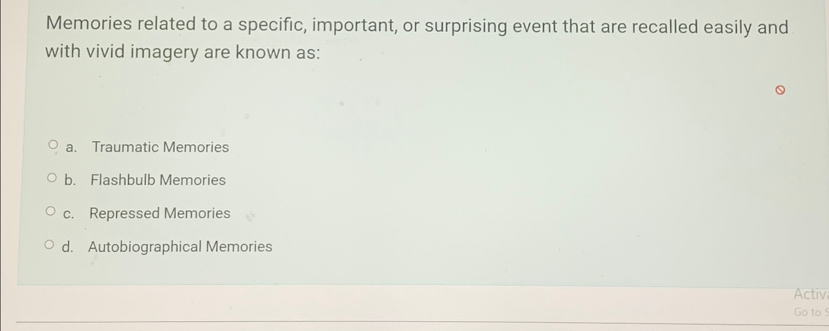 Solved Memories related to a specific, important, or | Chegg.com