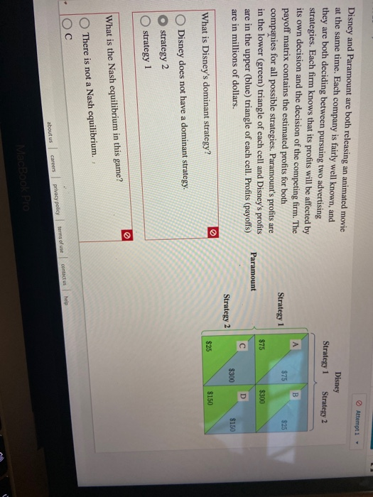 Solved Attempt 1 - Disney Strategy 1 Strategy 2 Disney and | Chegg.com