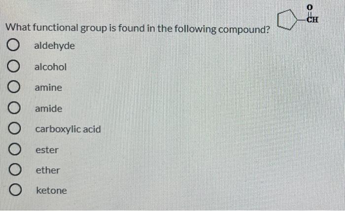 Solved CH-CHECHICONE CH3CH_CH_COH What functional group is | Chegg.com